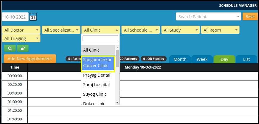 Find the appointment filter from the appointment schedule. – Medixcel ...