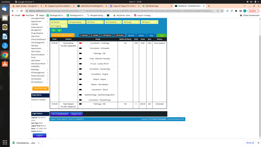 View Appointment List from the Appointment Calendar – Medixcel Support
