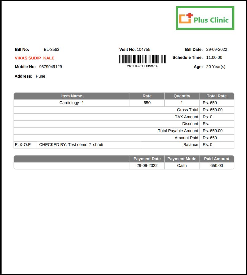 Print bills after saving an appointment. – Medixcel Support
