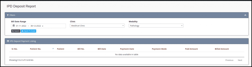 IPD Deposit Report from Account Management – Medixcel Support