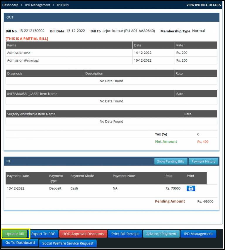 IPD Billing in Accounts Management. – Medixcel Support