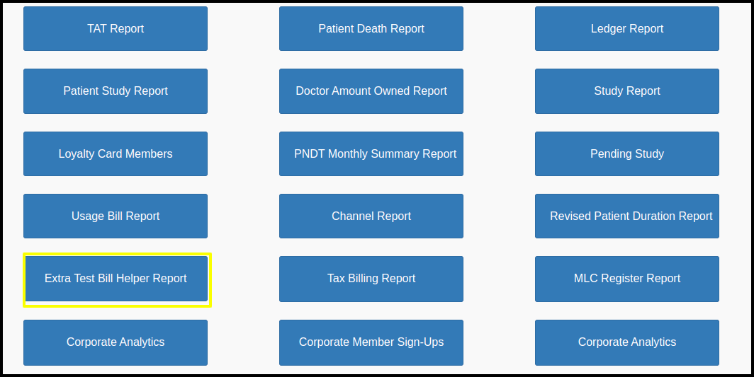 Extra Test Bill Helper Report – Medixcel Support