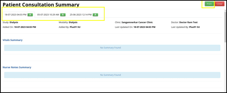 Dialysis Patient consultation Summary – Medixcel Support