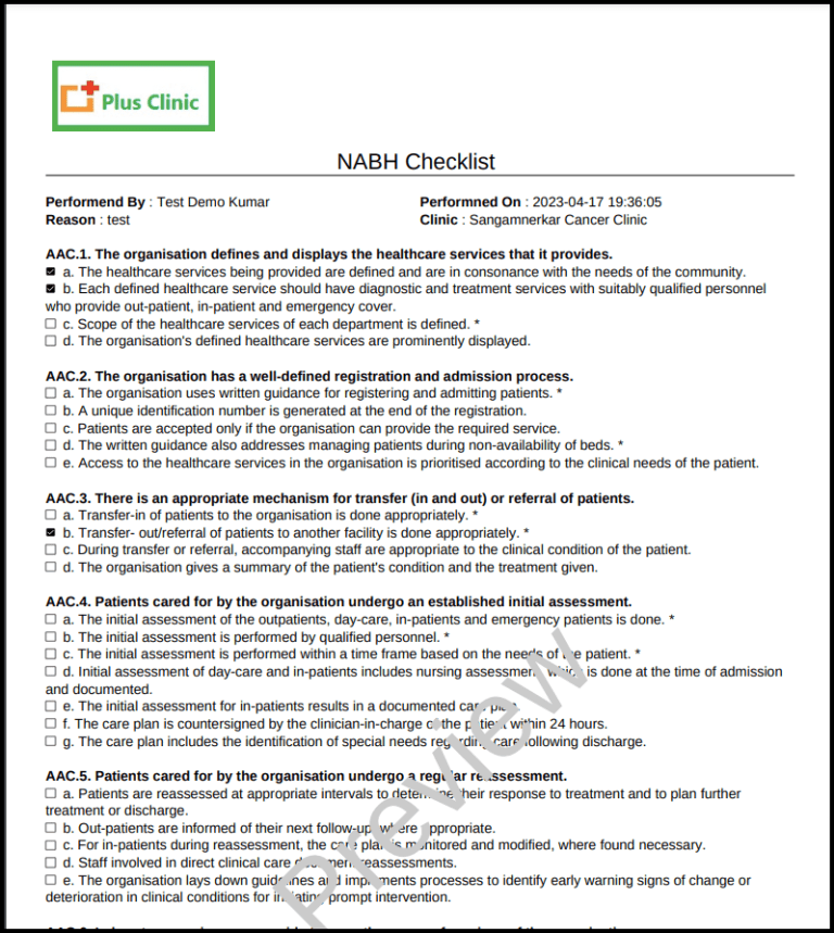 NABH Checklist – Medixcel Support